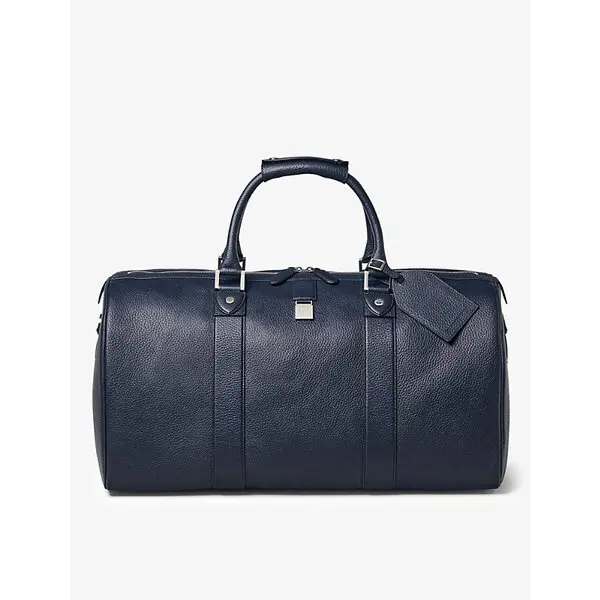 ASPINAL OF LONDON Boston Grained-leather Duffle Bag - Navy