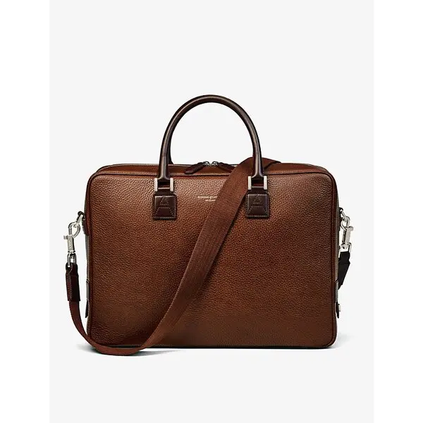ASPINAL OF LONDON Mount Street Leather Laptop Bag - Brown