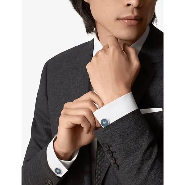 Cartier Double C De Palladium-plated Sterling-silver And Lacquer Cufflinks - Grey/blue
