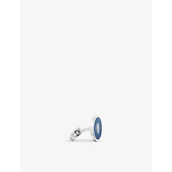 Cartier Double C De Palladium-plated Sterling-silver And Lacquer Cufflinks - Grey/blue