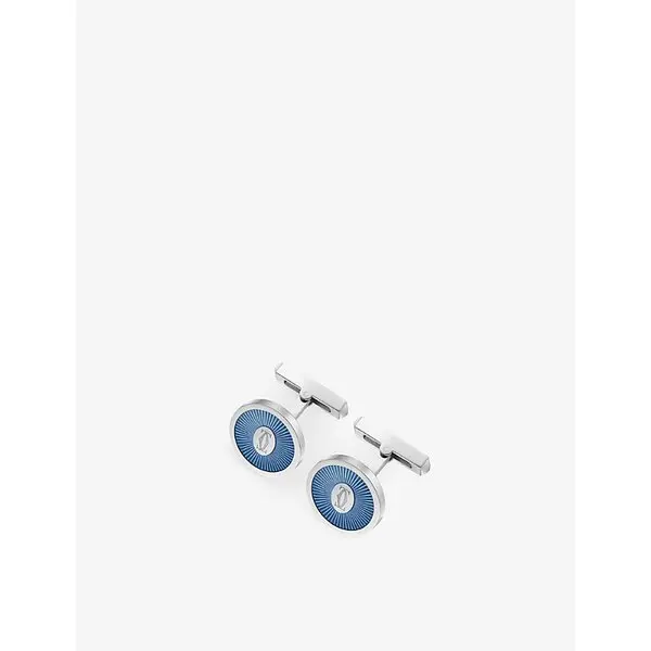 Cartier Double C De Palladium-plated Sterling-silver And Lacquer Cufflinks - Grey/blue