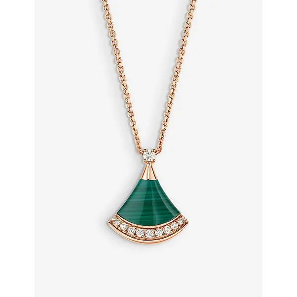 BVLGARI Divas' Dream Rose-gold, Diamond, And Malachite Pendant Necklace - Rose Gold