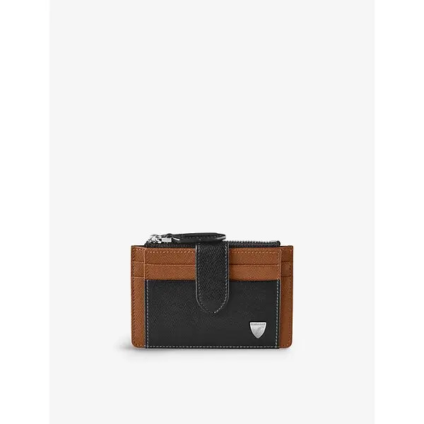 ASPINAL OF LONDON Logo-embossed Zipped Leather Coin And Card Holder - Black