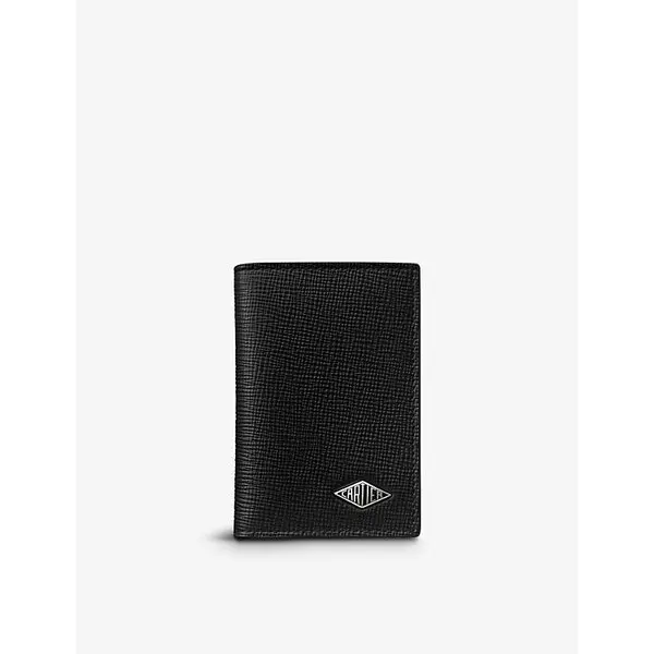 CARTIER Losange Logo-plaque Leather And Palladium Card Holder - Black