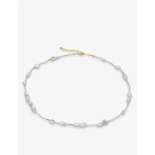 Monica Vinader Scatter Pearl Necklace - Yellow Gold