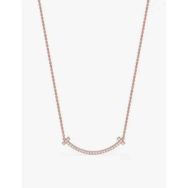 Tiffany & Co. T Smile Diamond Necklace - 18k Rose Gold