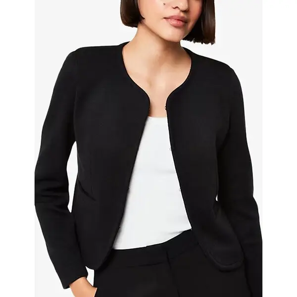 Whistles Collarless Long-sleeved Jacket - Black