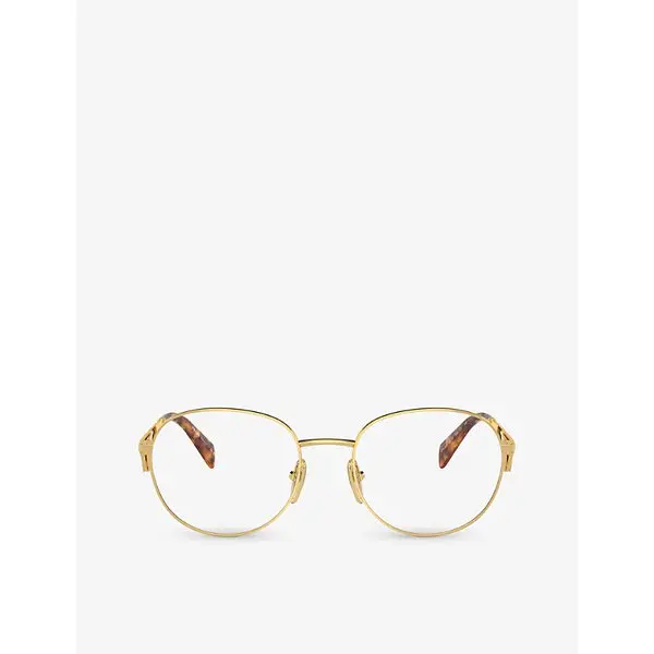 Prada Pr A50v Round-frame Metal Eyeglasses - Gold