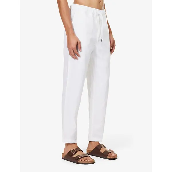 Derek Rose Regular-fit Straight-leg Linen Trousers - White
