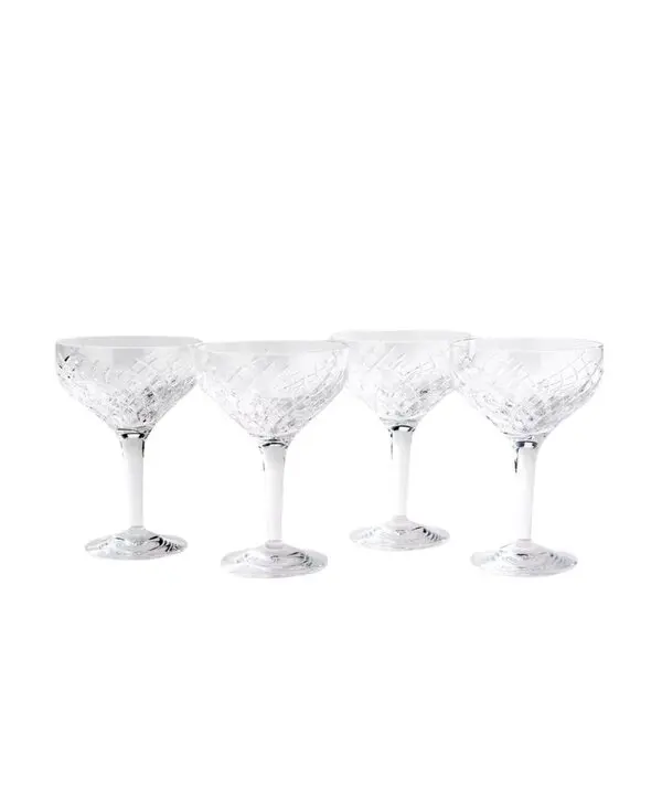 SOHO HOME Barwell Diamond-cut Crystal Champagne Coupe Glasses Set Of Four - Clear