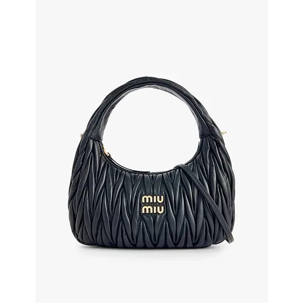 Miu Miu Matelassé Logo-plaque Leather Top-handle Bag