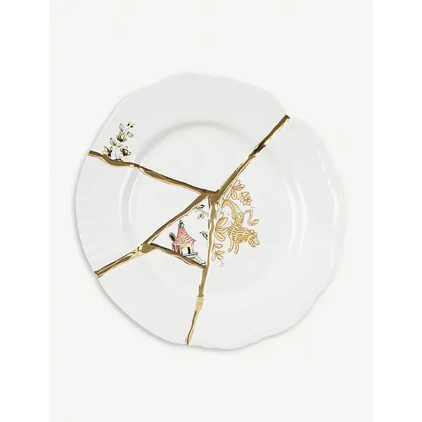 SELETTI Kintsugi N2 Porcelain And 24ct Gold Fruit Plate 21cm - One-color