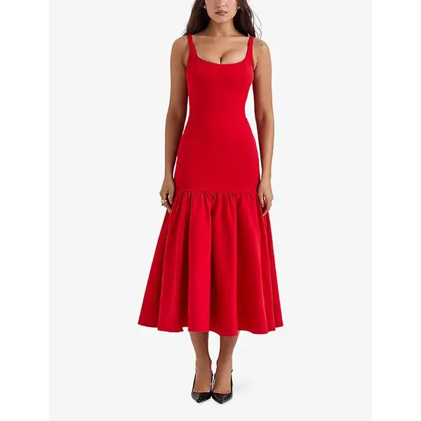 House Of Cb Amore Dropped-Waist Maxi Dress In Scarlet - 50% Off |  Editorialist