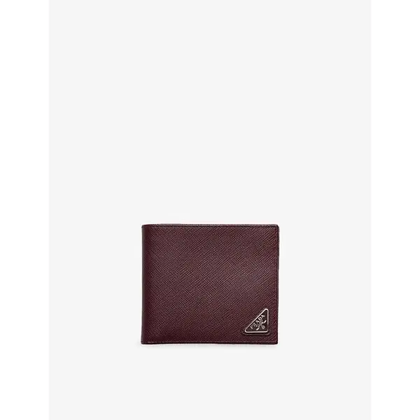 Prada Logo-plaque Saffiano Leather Wallet - Burgundy