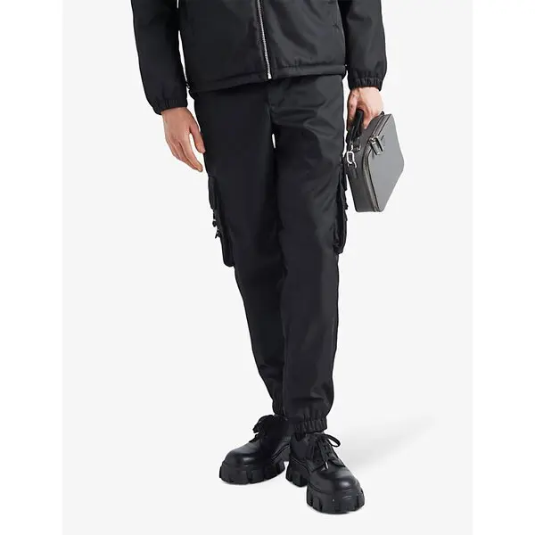 Prada Re-nylon Buckle-embellished Tapered Slim-fit Trousers