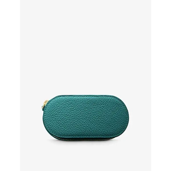 Monica Vinader Mini Oval Logo-print Leather Jewellery Box - Green