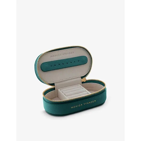 Monica Vinader Mini Oval Logo-print Leather Jewellery Box