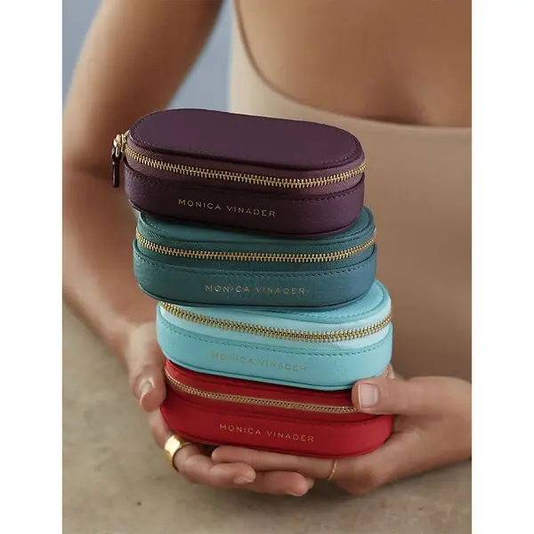 Monica Vinader Mini Oval Logo-print Leather Jewellery Box