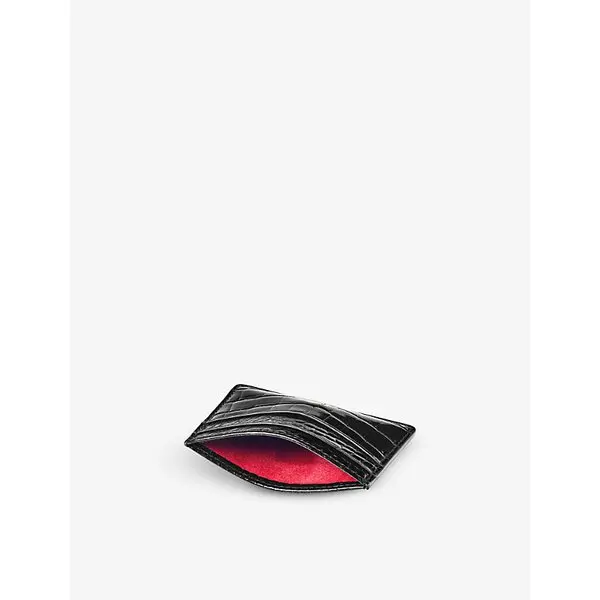 ASPINAL OF LONDON Logo-embellished Croc-embossed Leather Card Holder - Black