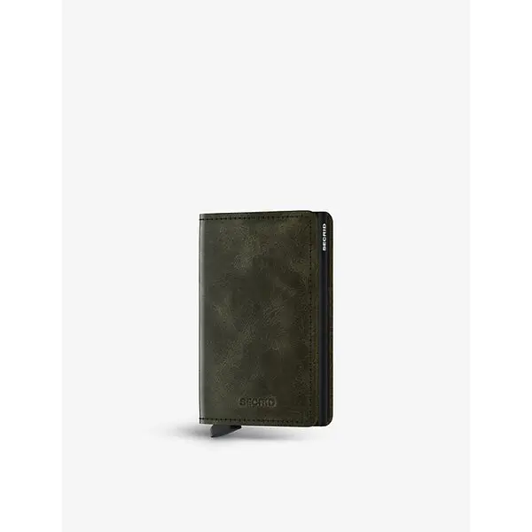 SECRID Slimwallet Vintage Leather And Aluminium Cardholder - Sv-olive-black