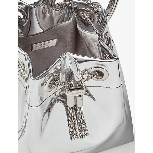 JIMMY CHOO Bon Bon Metallic-woven Cross-body Bag - Silver