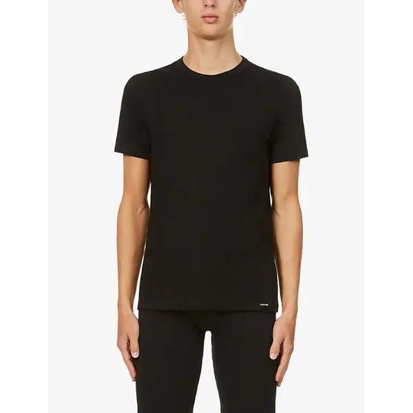 TOM FORD Crewneck Regular-fit Stretch-cotton T-shirt - Black