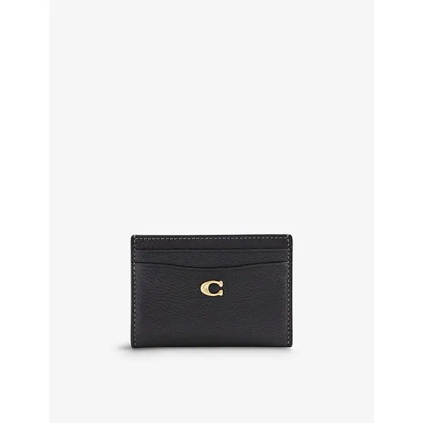 COACH® Logo-plaque Leather Card Holder - B4/black