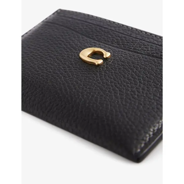 COACH Logo-plaque Leather Card Holder - B4/black