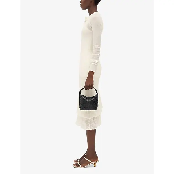 Bottega Veneta Leather Top Handle Bag - Black-gold