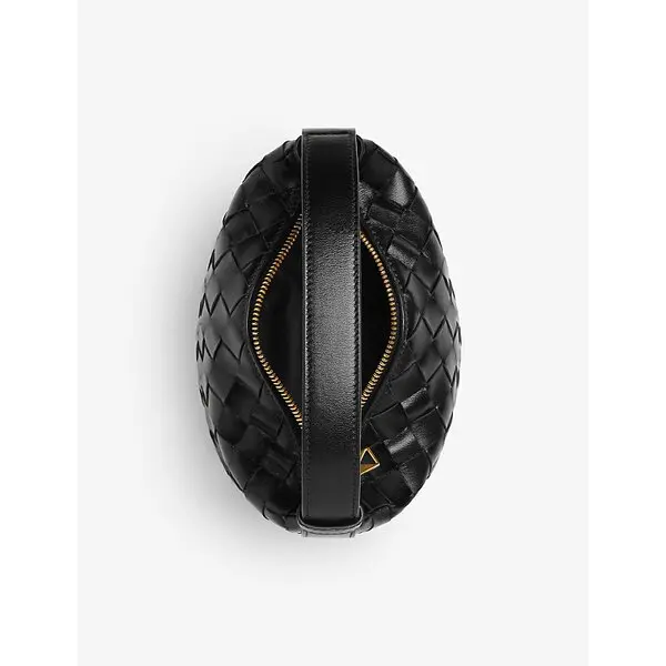 Bottega Veneta Leather Top Handle Bag - Black-gold