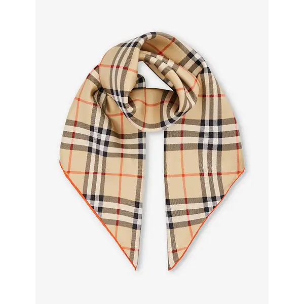 Burberry Check-print Silk Scarf - Sand