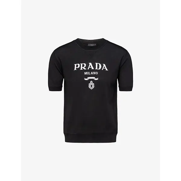 Prada Brand-embroidered Knit Wool Jumper