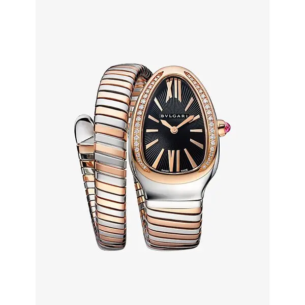 BVLGARI Sp35bspgd1tl Serpenti Tubogas 18ct Rose-gold, Stainless-steel And 0.298ct Brilliant-cut Diamond Quartz Watch - Rose Gold