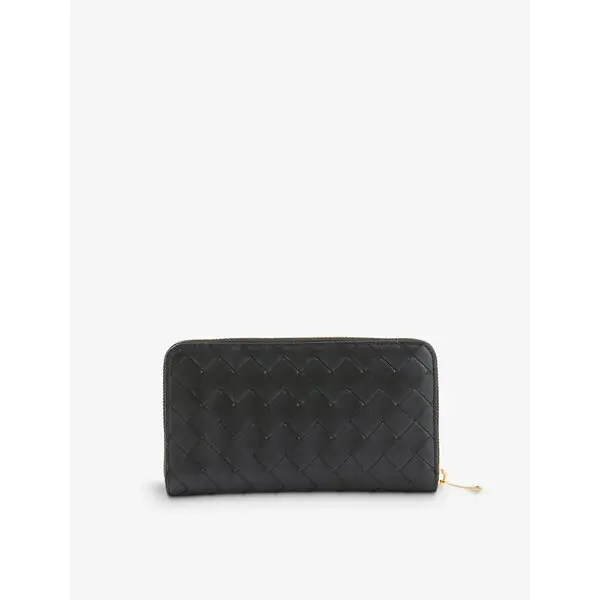 Bottega Veneta Woven Wallet - Black-gold