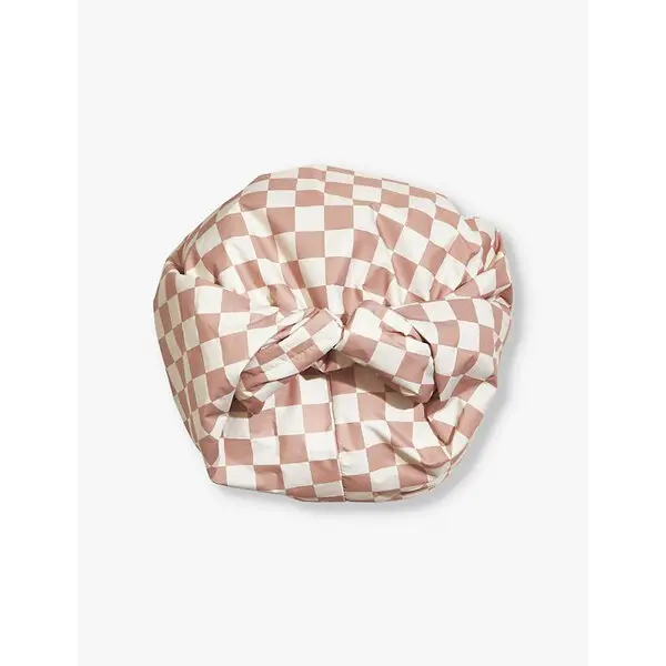 KITSCH Check-print Satin-lined Shower Cap - Terracotta