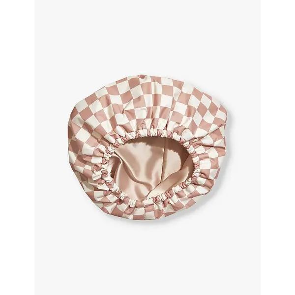 KITSCH Check-print Satin-lined Shower Cap - Terracotta