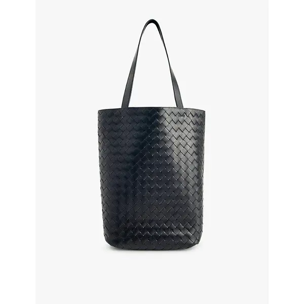 Bottega Veneta Intrecciato North-south Leather Tote Bag - Black-silver