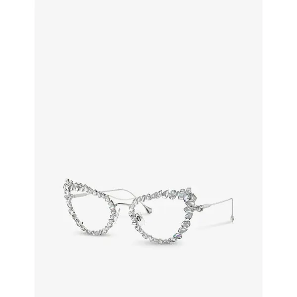 SWAROVSKI Cat-eye Gem-embellished Optical Glasses - Silver