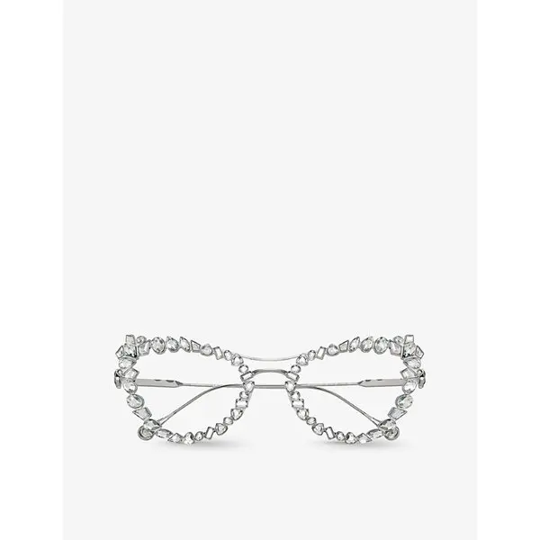 SWAROVSKI Cat-eye Gem-embellished Optical Glasses - Silver
