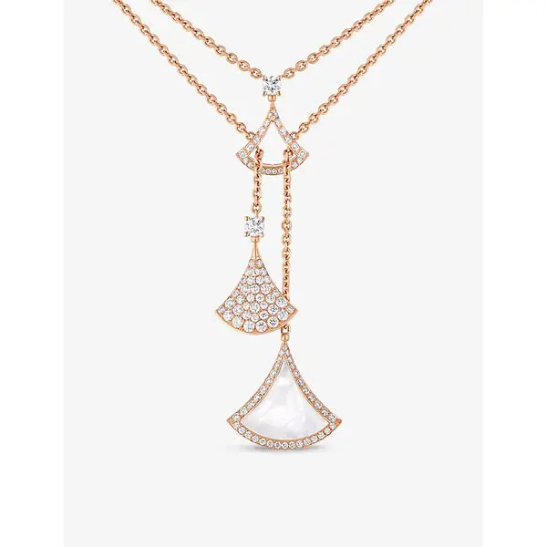 BVLGARI Divas' Dream Rose-gold Diamond And Mother Of Pearl Pendant Necklace - Rose Gold