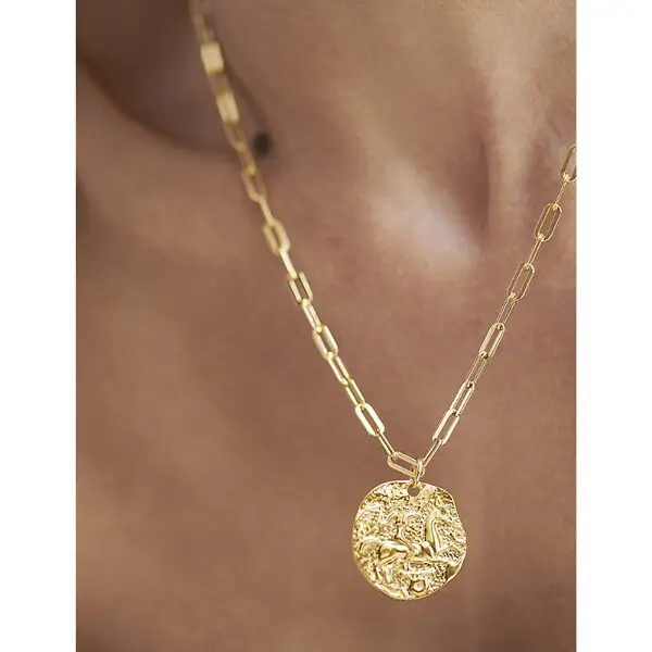 Monica Vinader Goddess Embossed Pendant Charm - Gold