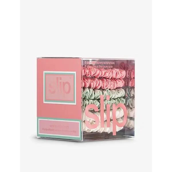 Slip Bellerose Silk Midi Scrunchies Pack Of Six - Cream/green/pink