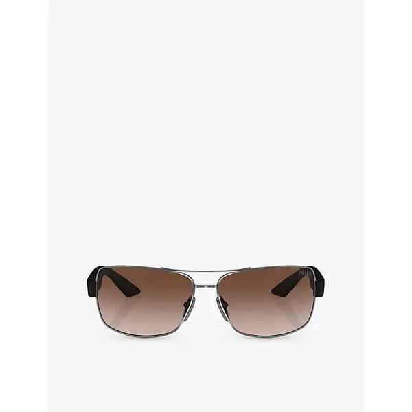 Prada Pillow-frame Metal Sunglasses - Grey