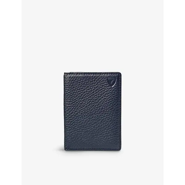 ASPINAL OF LONDON Double Fold Leather Card Holder - Navy