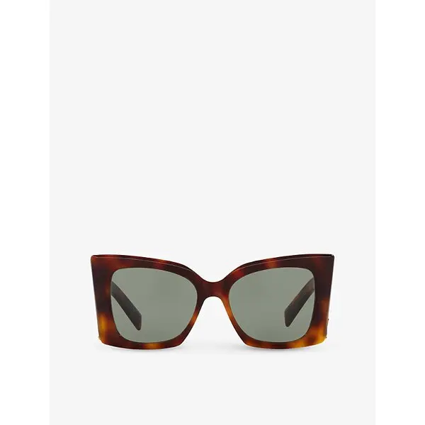 Saint Laurent Blaze Rectangle Sunglasses - Black/brown