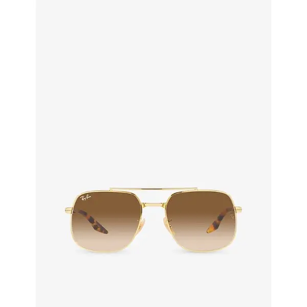 Ray-ban Polished Metal Square Sunglasses - Gold