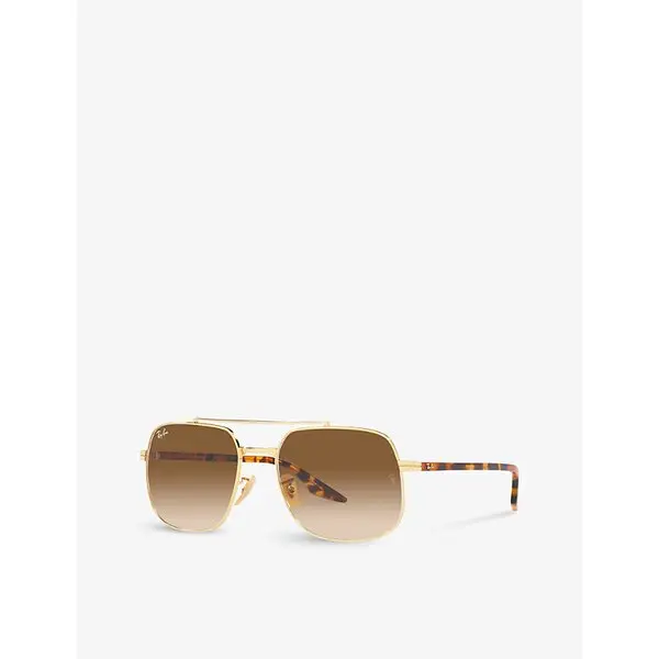 Ray-ban Polished Metal Square Sunglasses - Gold