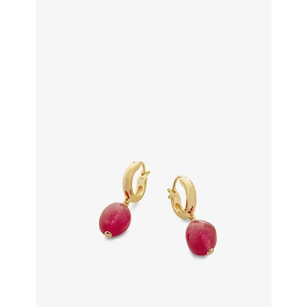 Monica Vinader Rio Pink Quartz Drop Earrings - Gold
