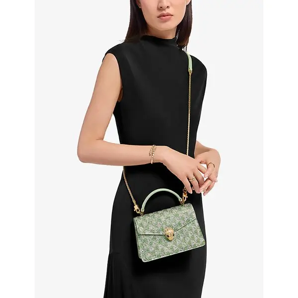 BVLGARI Serpenti Forever Suede Top-handle Bag - Green