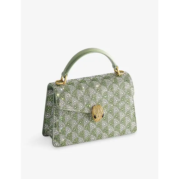 BVLGARI Serpenti Forever Suede Top-handle Bag - Green